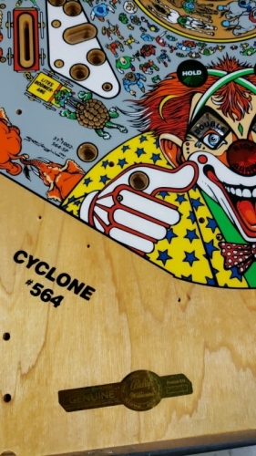 CYCLONE WILLIAMS PINBALL PLAYFIELD DECK ONLY