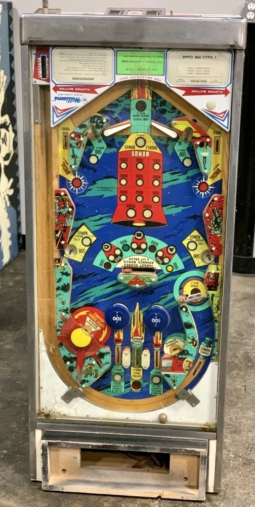 SPACE MISSION PINBALL PLAYFIELD & LOWER CABINET WILLIAMS 1976