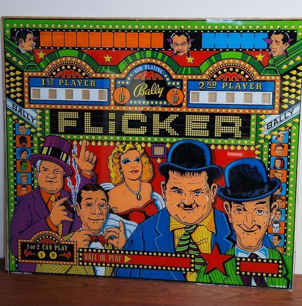 BALLY FLICKER PINBALL BACK GLASS ARTWORK ORIGINAL