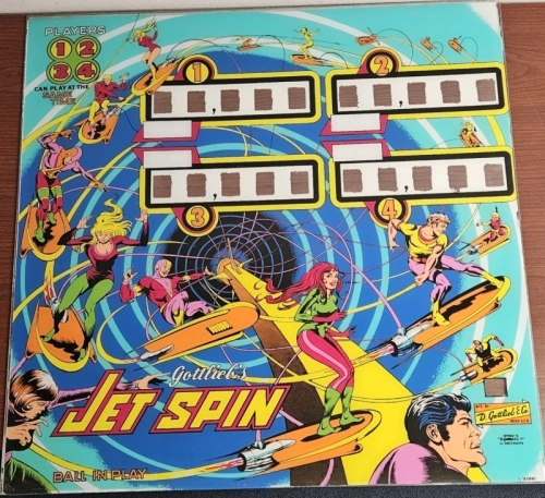 JET SPIN GOTTLIEB PINBALL BACK GLASS ART GORDON MORRISON