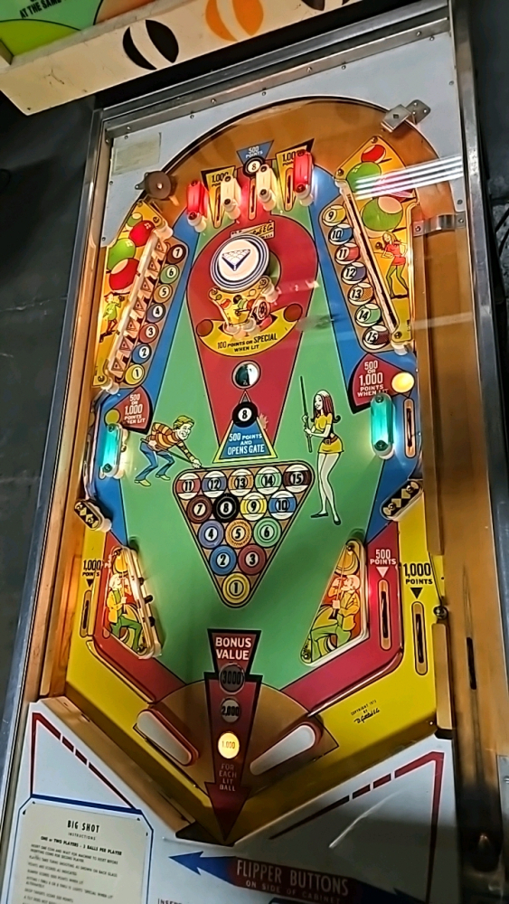 BIG SHOT 2 PLAYER ELECTRO MECHANICAL PINBALL GOTTLIEB 1974