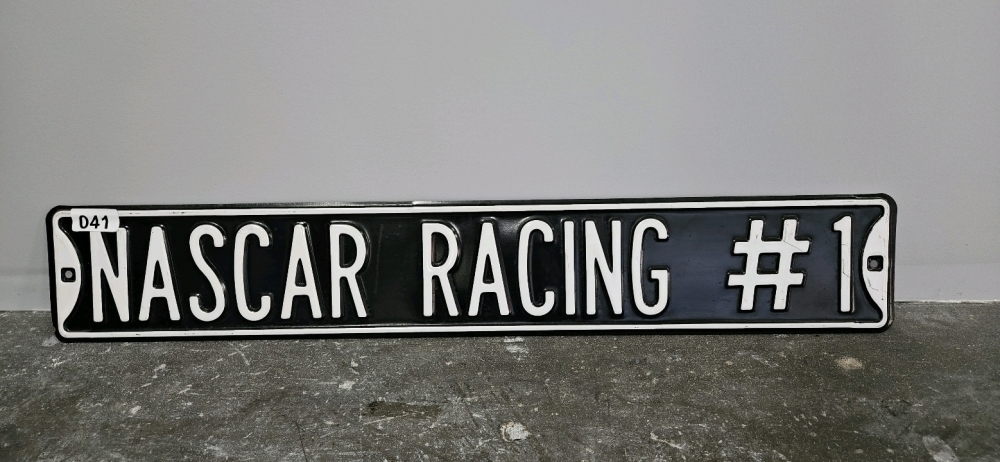 NASCAR RACING #1 METAL HANGING SIGN