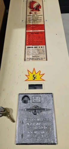 BIG CHIEF WALL MOUNT ANTIQUE CONDOM VENDING MACHINE