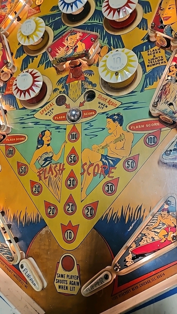 HULA HULA PINBALL MACHINE CHICAGO COIN 1965 PROJECT GAME