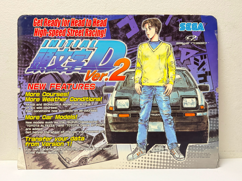 INITIAL D VER. 2 SEGA 2002 CARDBOARD DISPLAY ARCADE RACING GAME MARQUEE