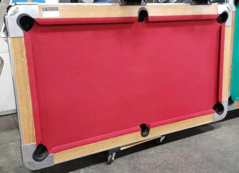 POOL TABLE 7' DYNAMO RED SLATE TOP COIN OP