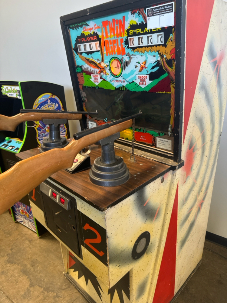 TWIN RIFLE GALLERY GUN SHOOTER ARCADE GAME E.M.