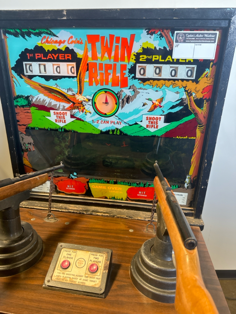 CHICAGO COIN'S TWIN RIFLE SHOOTING GALLERY ARCADE GAME E.M.
