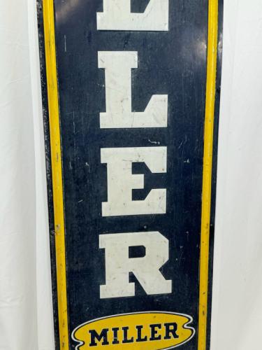 RARE VINTAGE MILLER TIRES TALL TIN ADVERTISING SIGN