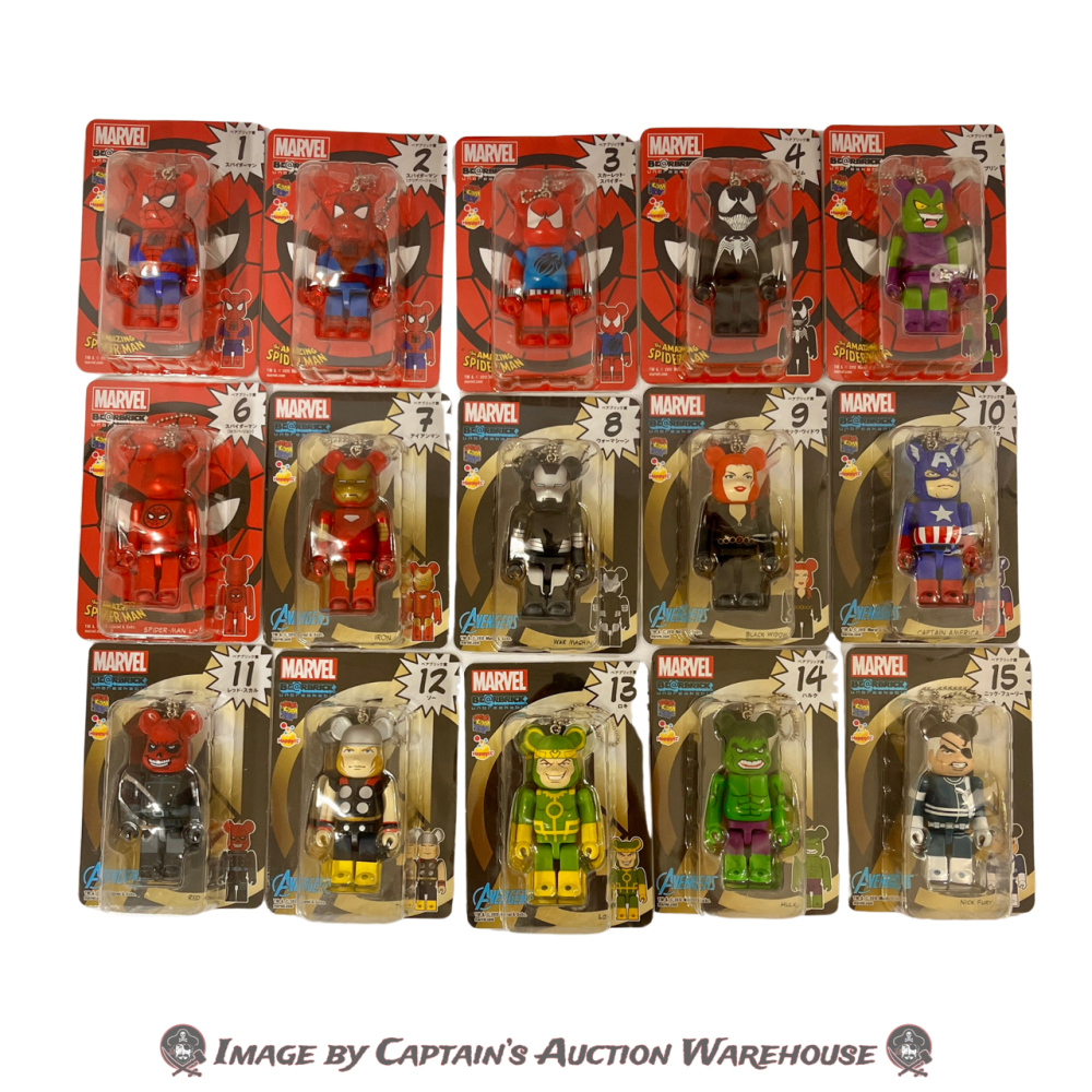 MARVEL x BEARBRICK UNBREAKABLE COLLECTIBLE KEYCHAIN FIGURES #1-15 GROUP LOT