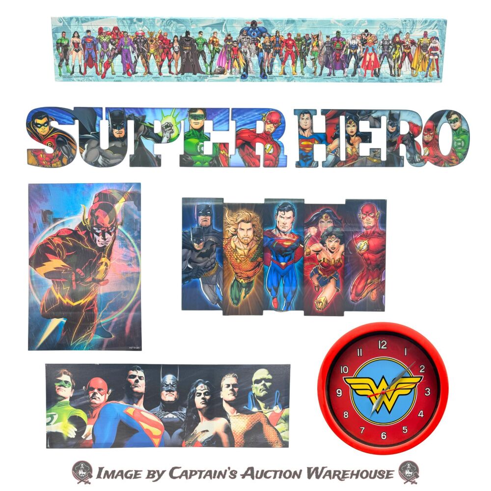 LOT OF 7 DC SUPERHERO WALL DECORATIONS