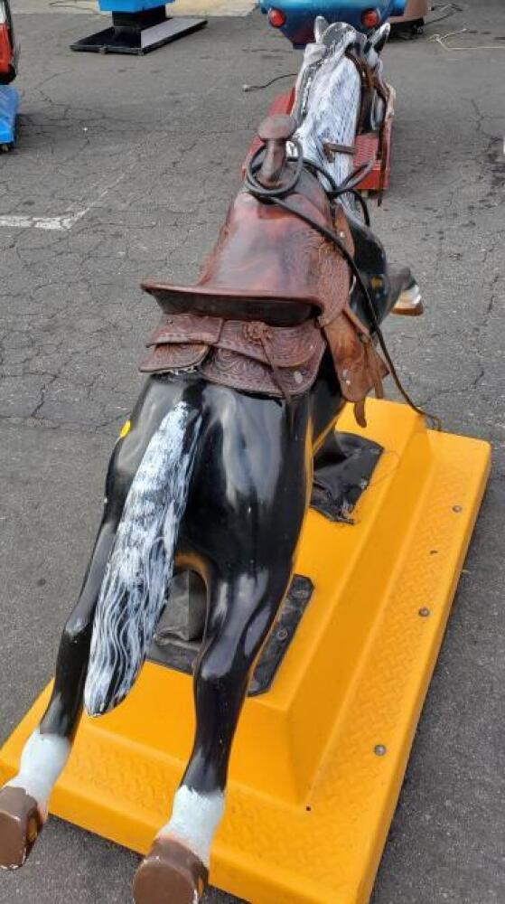 KIDDIE RIDE LEATHER SADDLE HORSE ZORRO RIDES