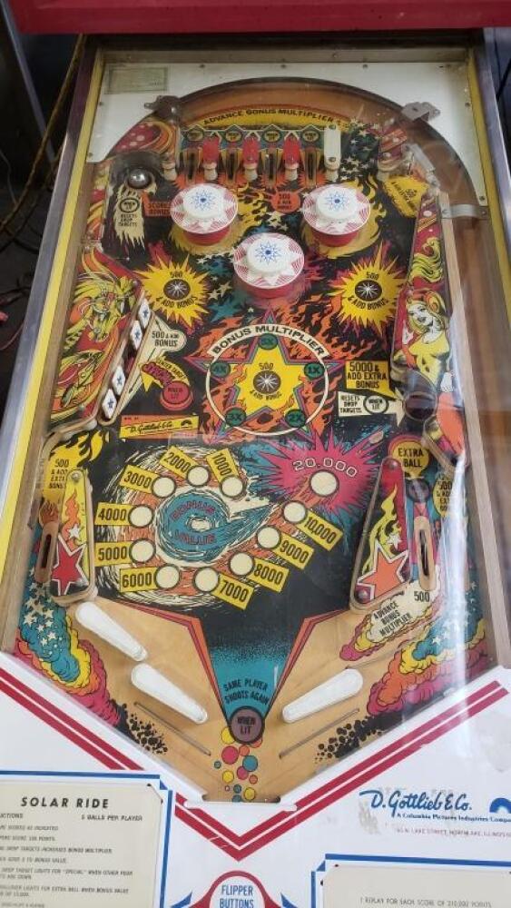SOLAR RIDE PINBALL MACHINE GOTTLIEB 1979